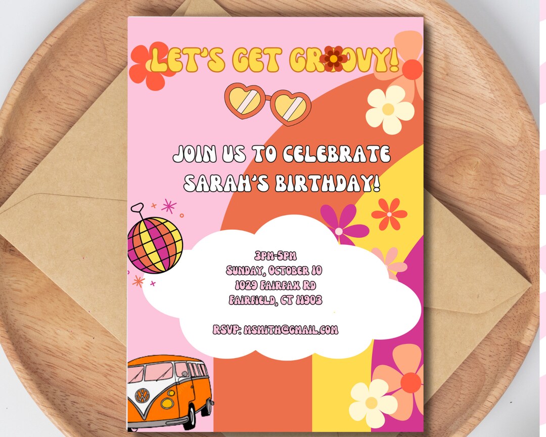 Editable Retro Pool Party Invitation Daisy Boho Invite Summer Birthday ...