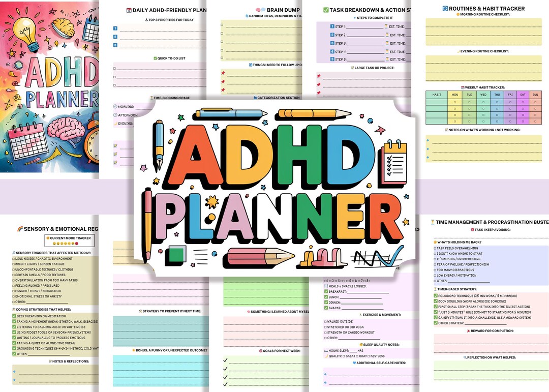 ADHD Life Planner Printable | Focus & Productivity Planner | Time ...