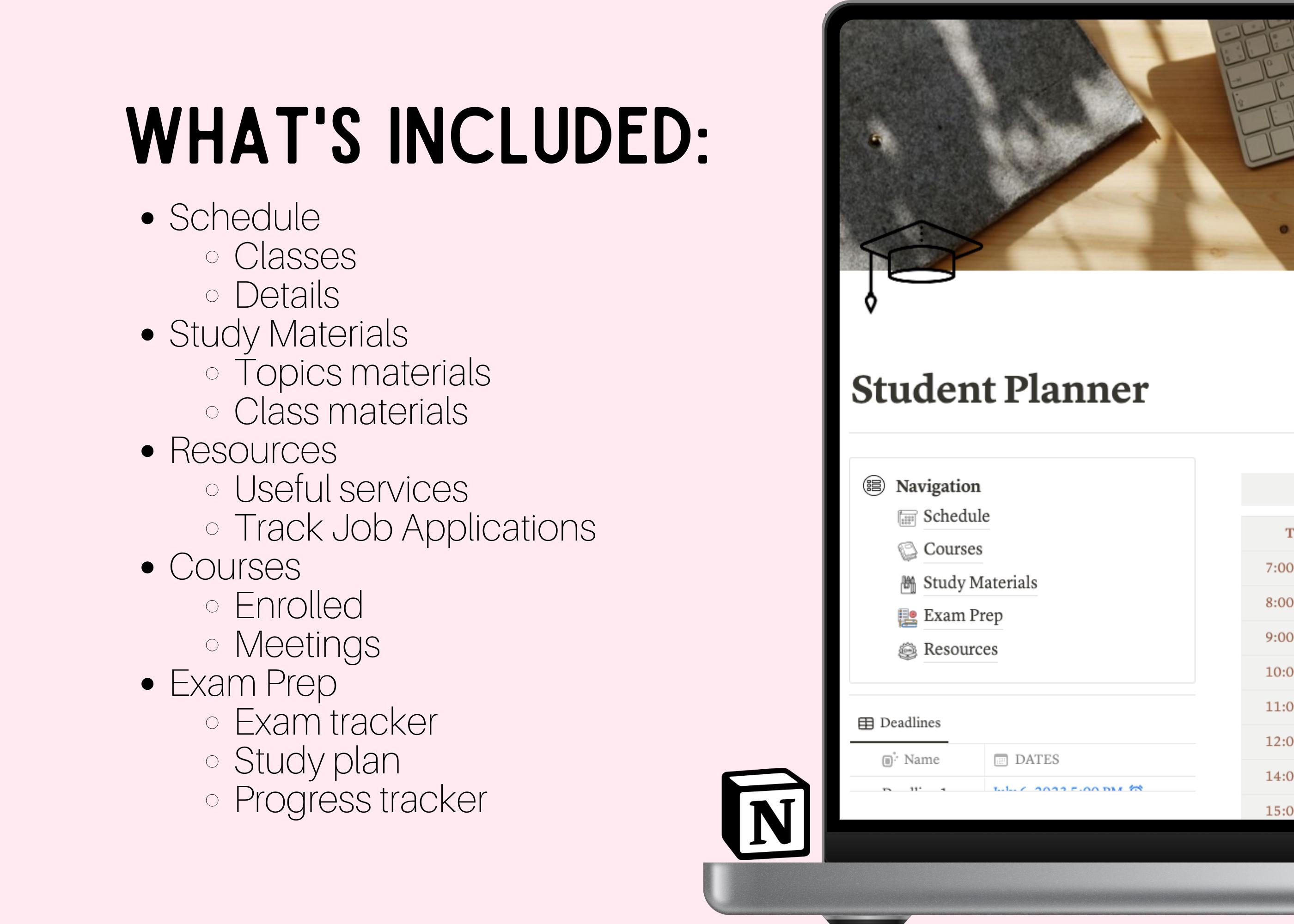 Notion Student Planner Dashboard | Academic Organizer | Digital Study ...