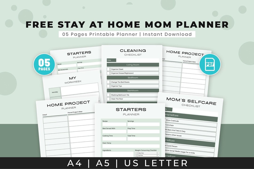 Free Stay at Home Mom Planner | Daily Mom Planner Printable | Cleaning ...