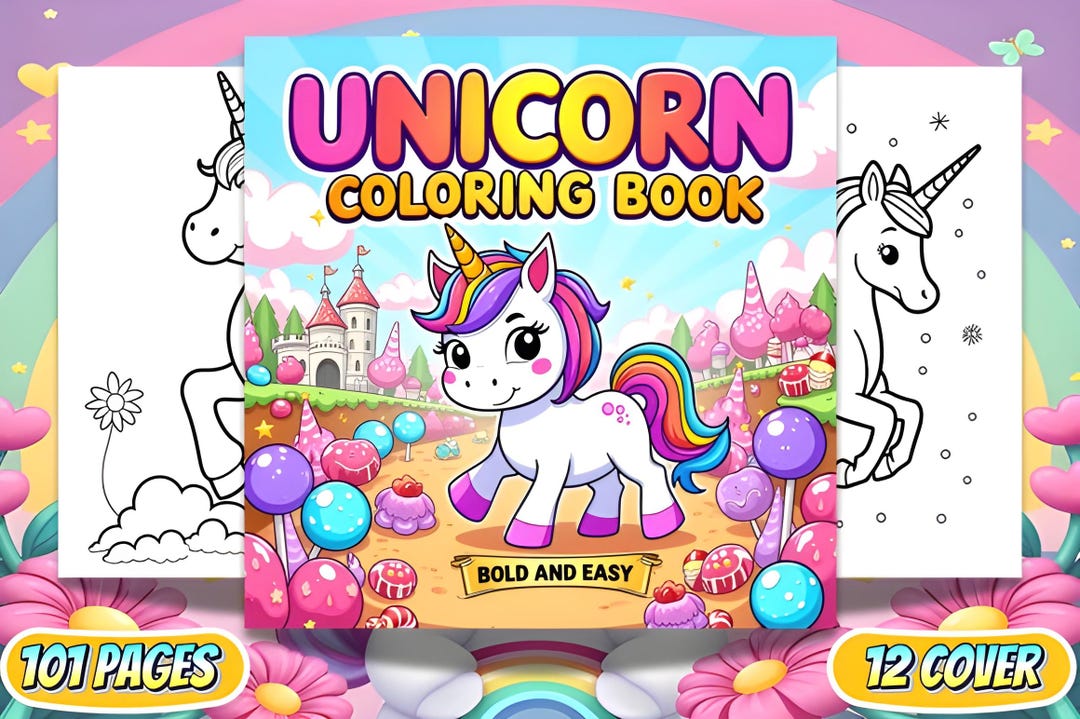 Unicorn Bold and Easy Coloring Pages for Kids | Simple Unicorn PDF ...