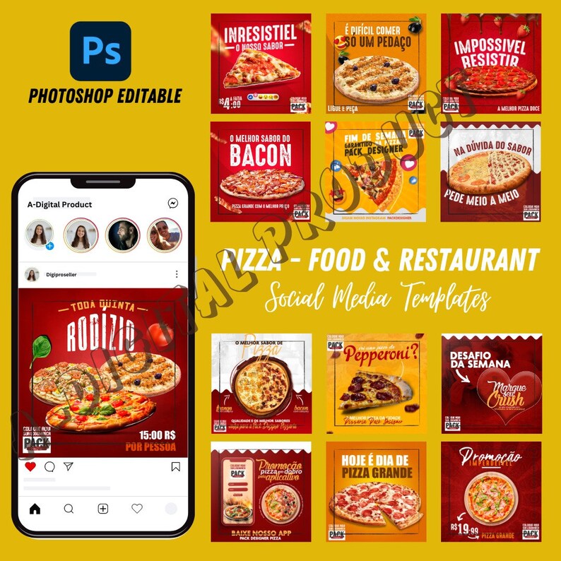 Ultimate Restaurant Template Bundle: Pizza Template, Instagram Post ...