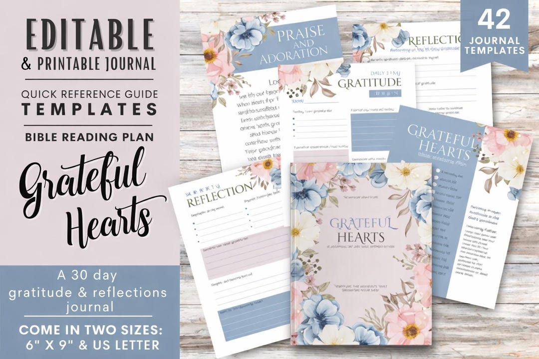 Gratitude & Reflection Journal Canva Template | 30 Day Bible Reading ...