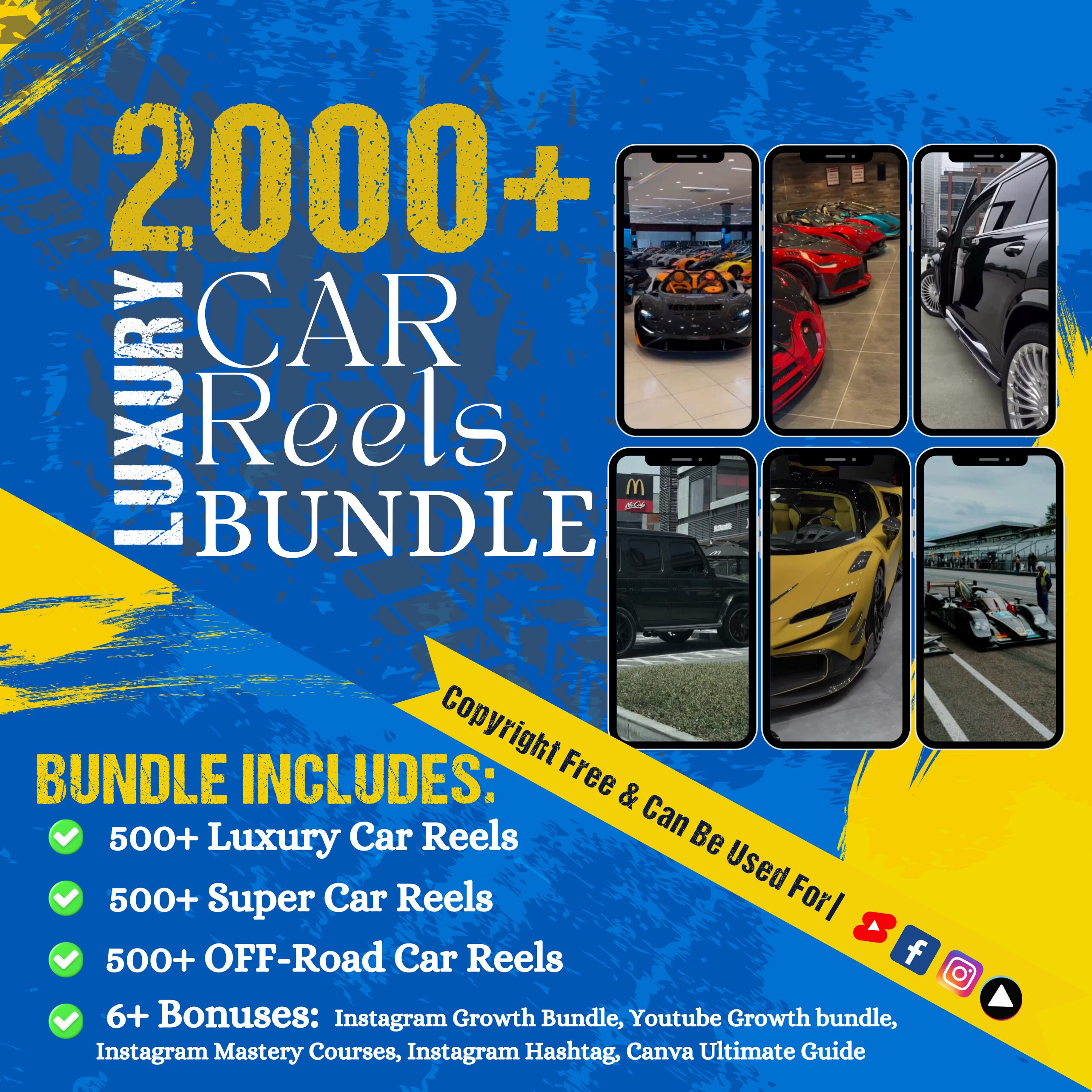 Mega Car Reels Bundle | 100+ HD Car Clips | Sports, Luxury, Off-road ...