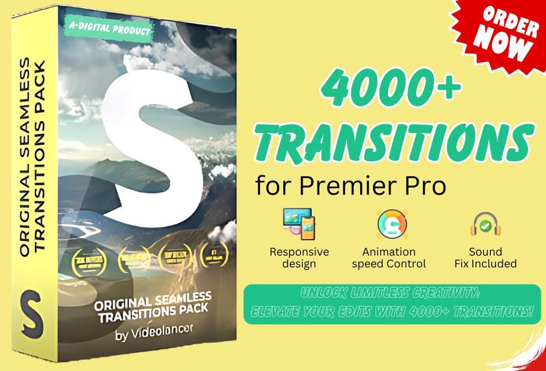 4000+ Transition Pack for Premier Pro, Premium Transition, Glitch ...