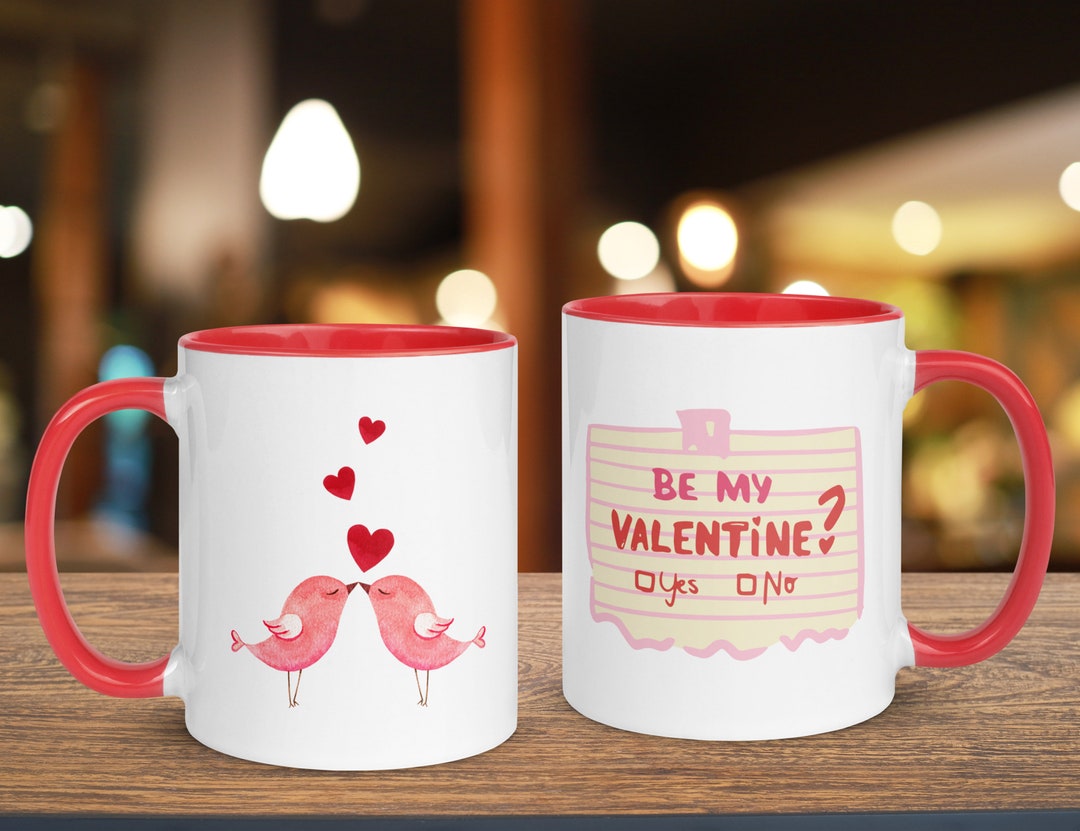 Cute Valentine's Day Mug - 'be My Valentine? Yes, No' With Adorable ...