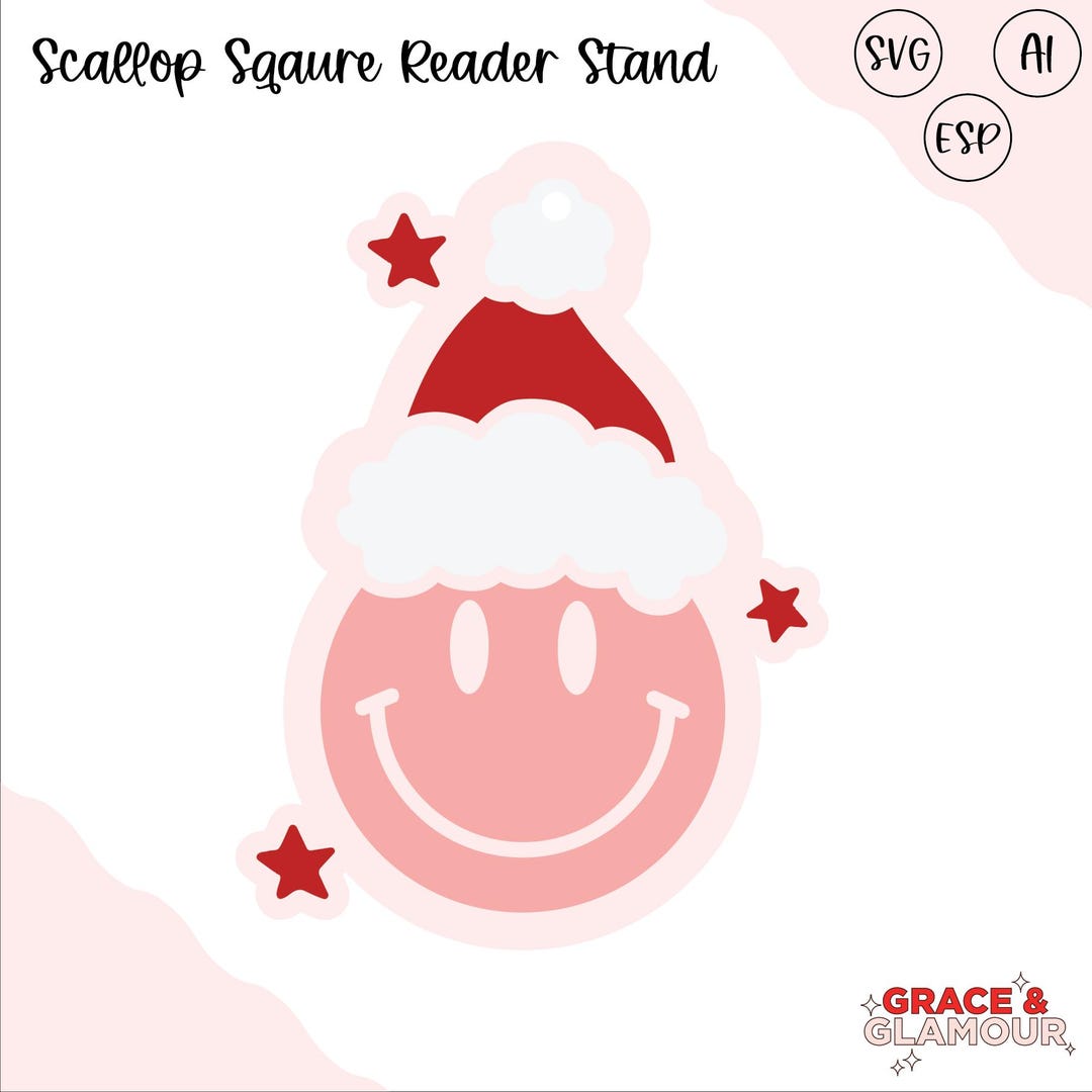 Smiley Santa Bag Tag SVG | Laser Cut Christmas Ornament (digital ...