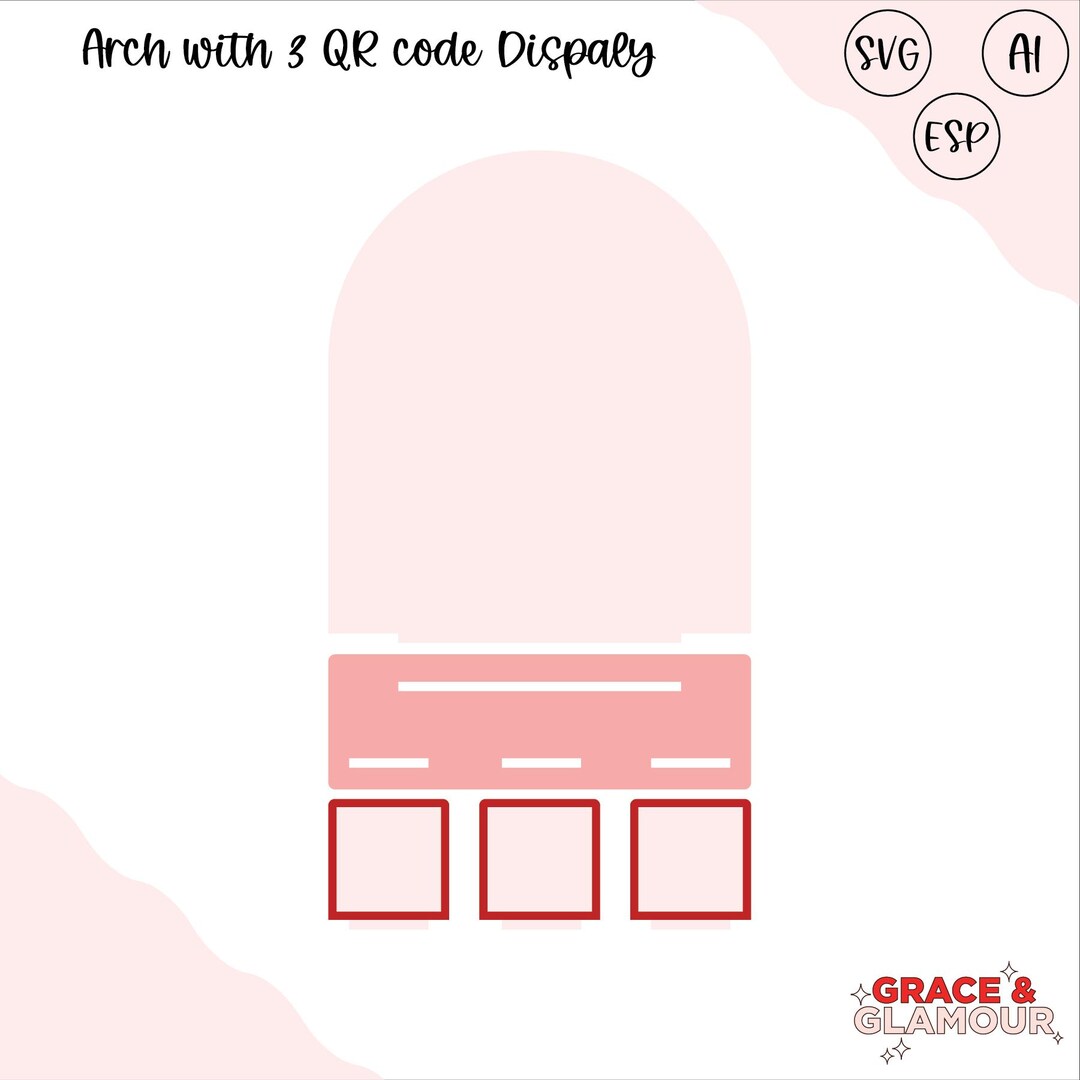 Arch Display Stand With 3 QR Code Slots: Laser Cut SVG File - Etsy