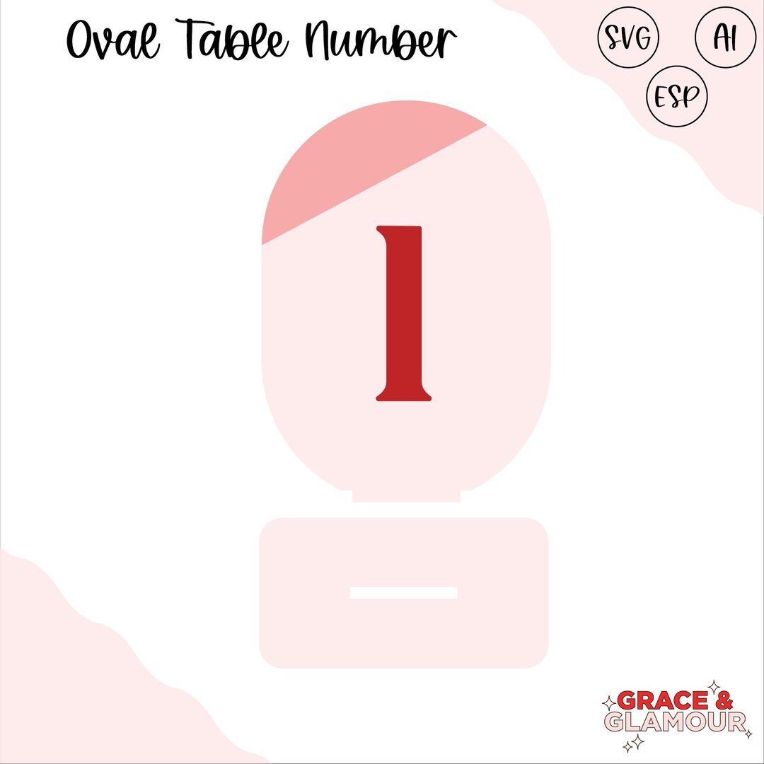 Oval Table Number Sign SVG: Laser Cut File for Wedding Decor - Etsy