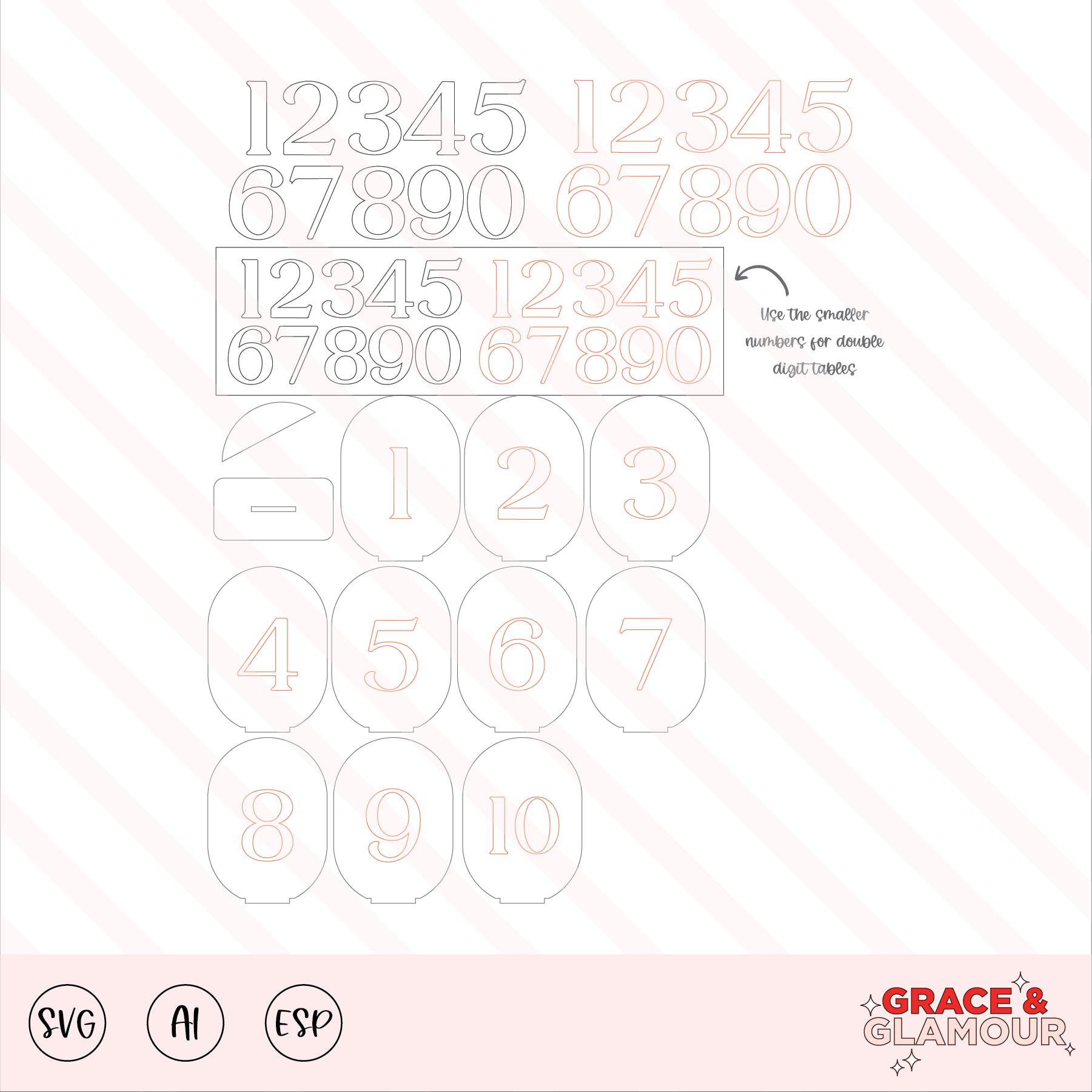 Oval Table Number Sign SVG: Laser Cut File for Wedding Decor - Etsy