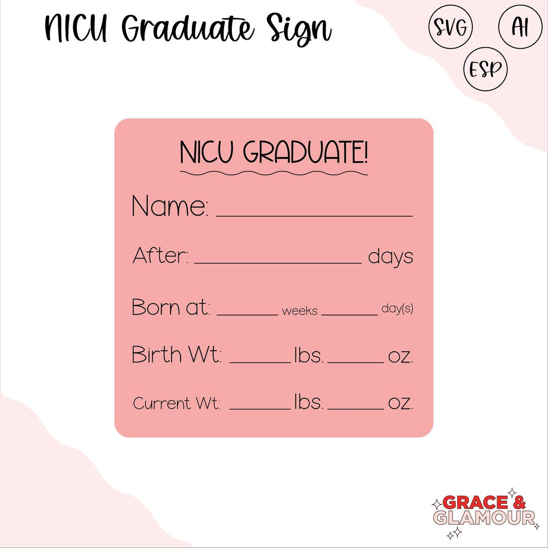 NICU Graduate Sign | Laser Cut Baby Milestone Sign | Neonatal ICU ...