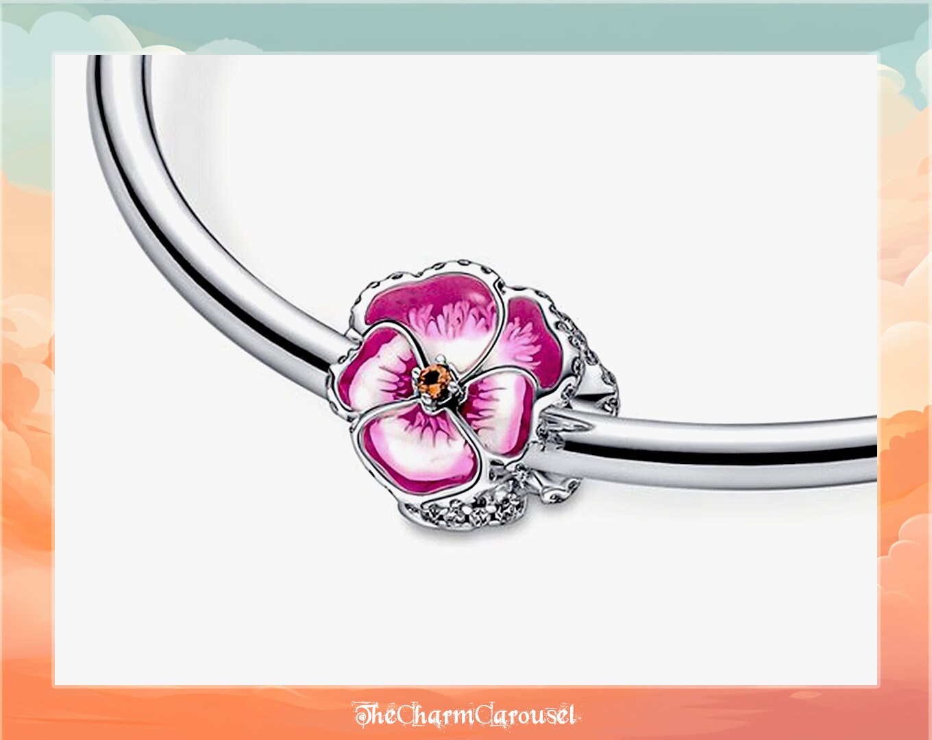 Pansy Flower Charm Blue Purple Pink S925 Silver Women's DIY Bracelet ...
