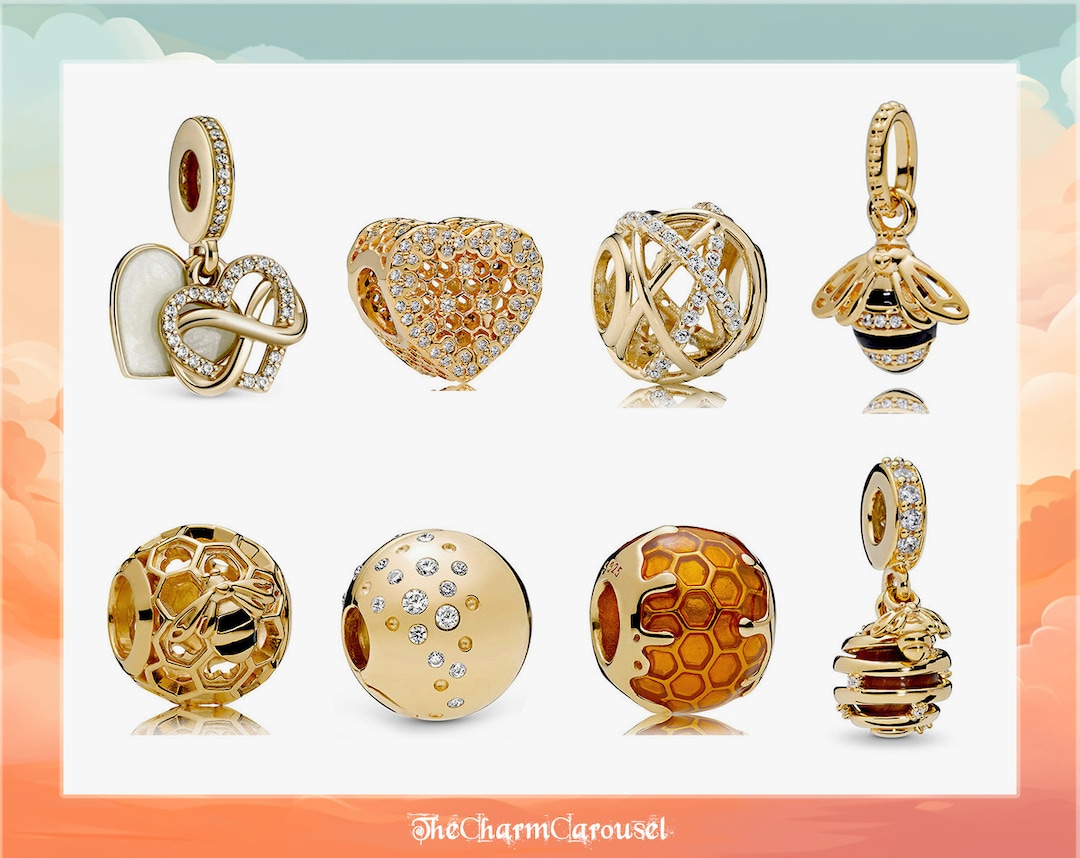 Gilded Elegance - Gold & Honey Series Charms - 925 Sterling Silver ...