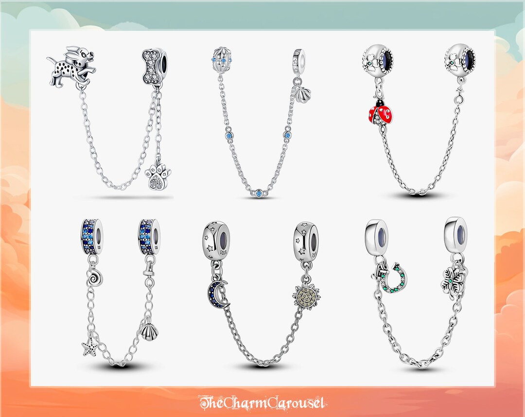 Nature-inspired Safety Chains Moon, Sun, Puppy, Sea Shells, Ladybug ...