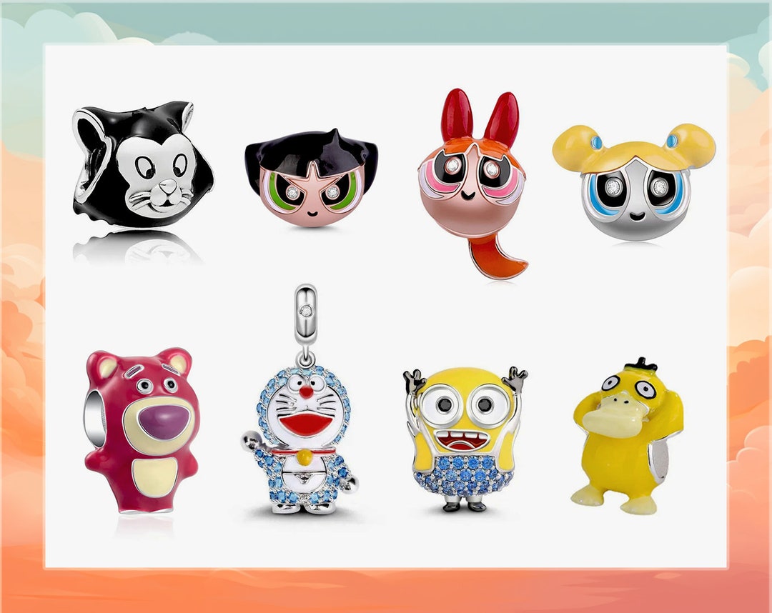 Cartoon Charms 2 in S925 Sterling Silver, Cute Little Charms, Bracelet ...
