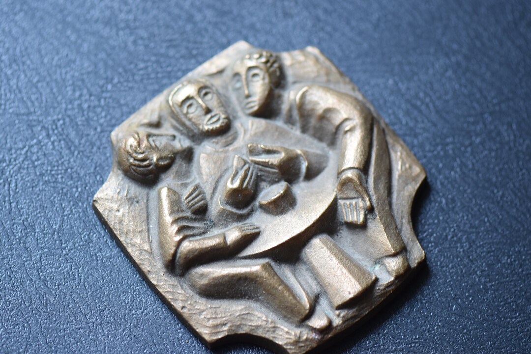 Vintage Bronze Bas-relief Lord's Supper, Holy Communion, Jesus Christ ...