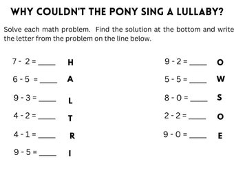 Mystery Math Worksheet - Single Digit Addition - Etsy