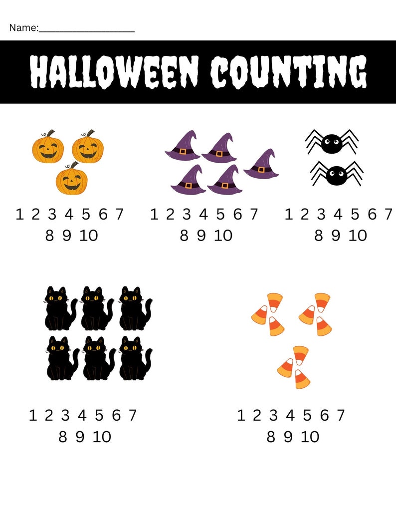 Halloween Counting Worksheet - Etsy