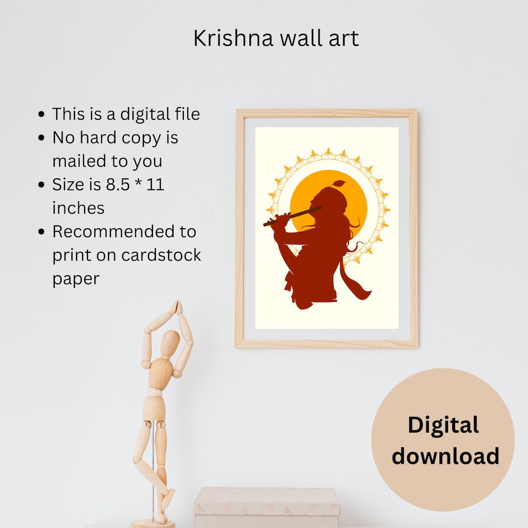 Printable Krishna Art Digital Krishna Art Krishna Wall Art - Etsy