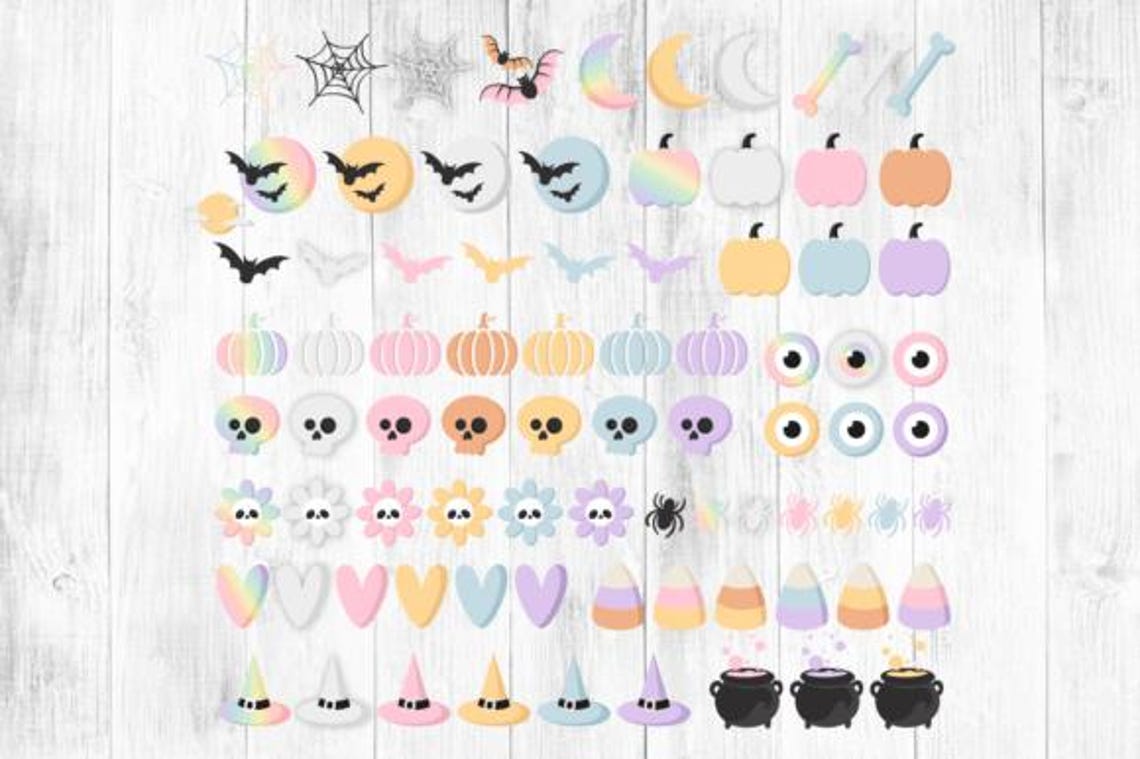 Cute Halloween Clipart, Cute Pastel Halloween Clipart, Pink Clip Art ...