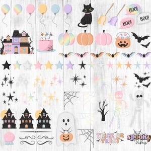 Cute Halloween Clipart, Cute Pastel Halloween Clipart, Pink Clip Art ...