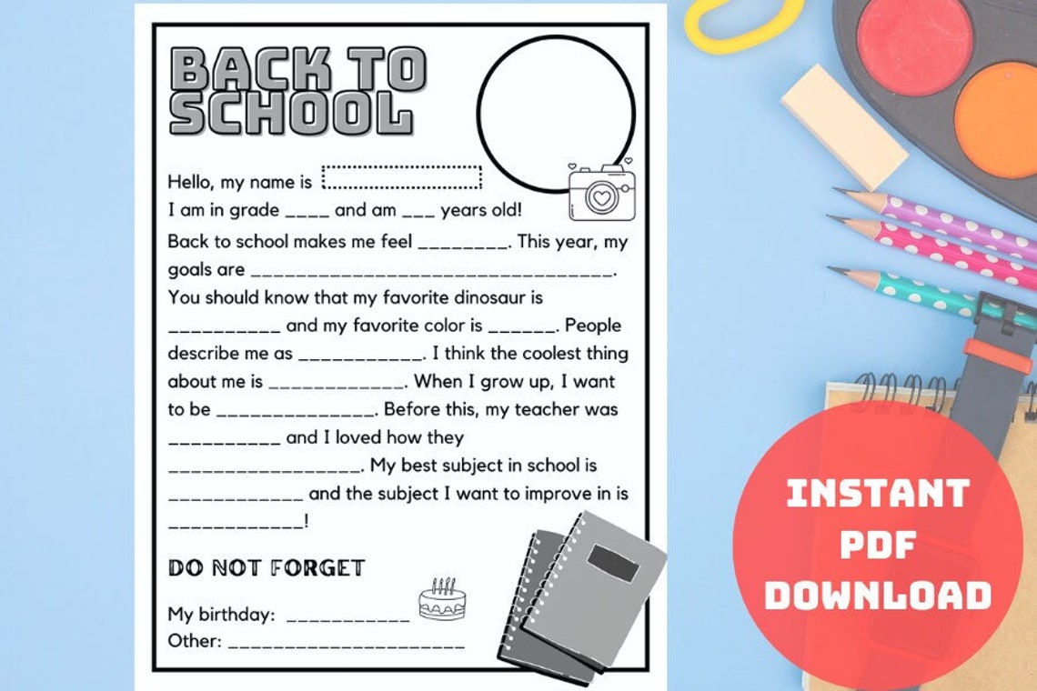PRINTABLE Get to Know Me Worksheet for Kids | Back to School ...