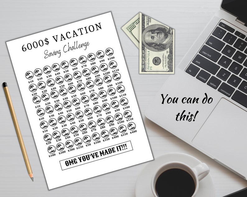 6,000 Vacation Money Savings Challenge Printable, Mini Savings Tracker ...