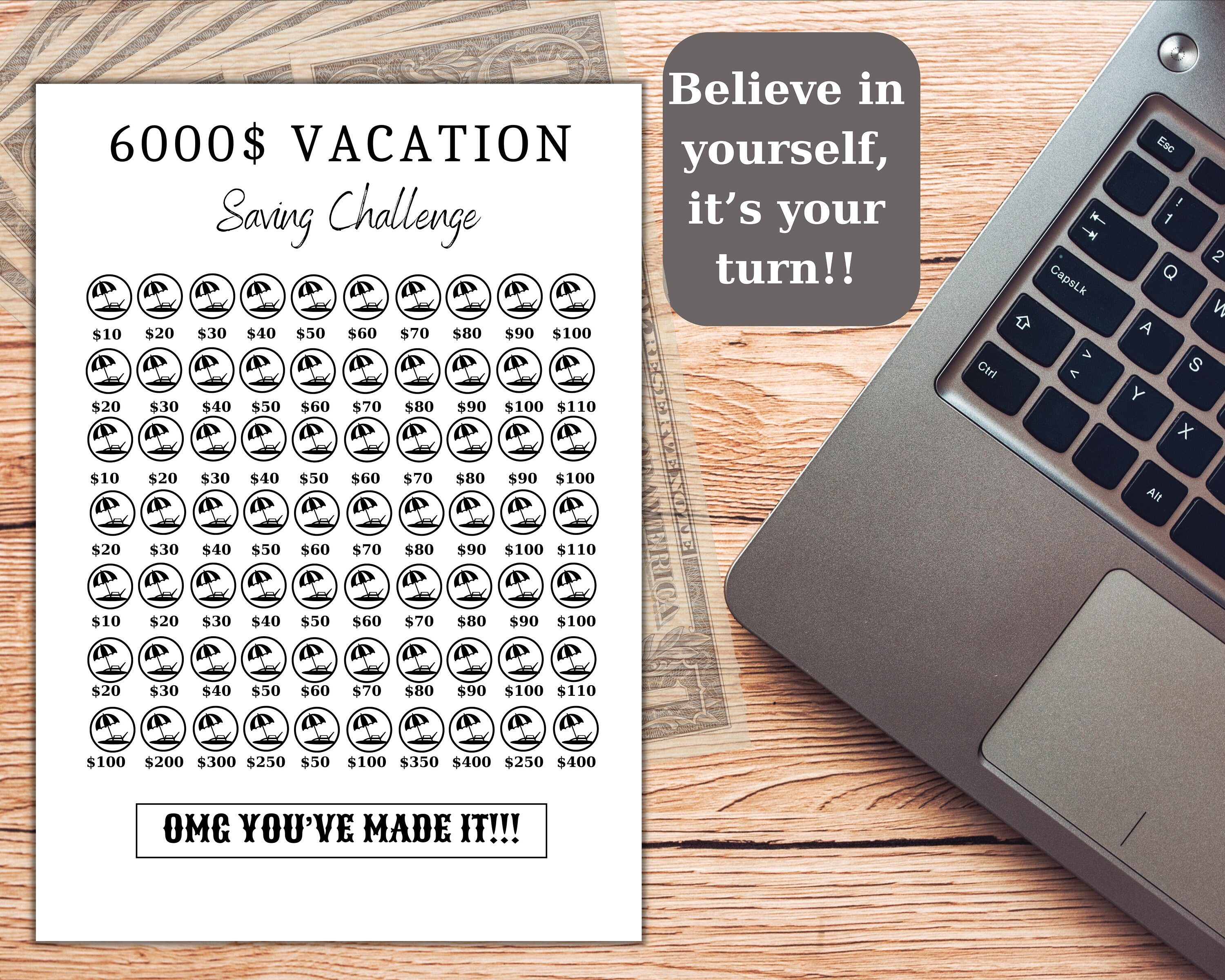6,000 Vacation Money Savings Challenge Printable, Mini Savings Tracker ...
