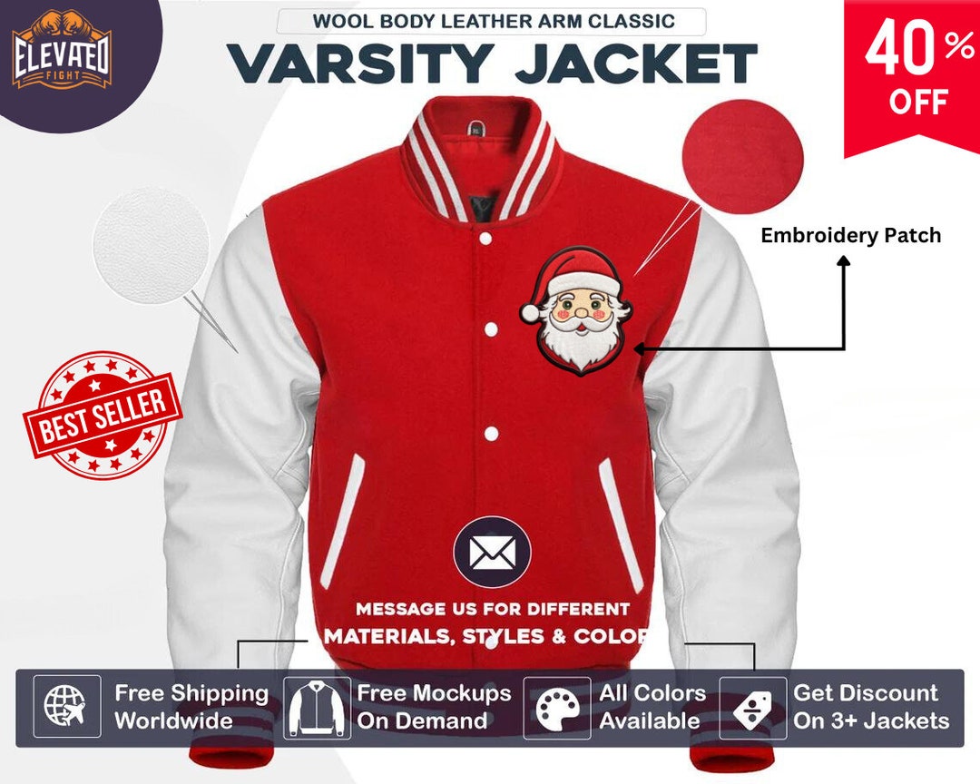 Red Custom Varsity Letterman Jacket Personalized Embroidery - Etsy