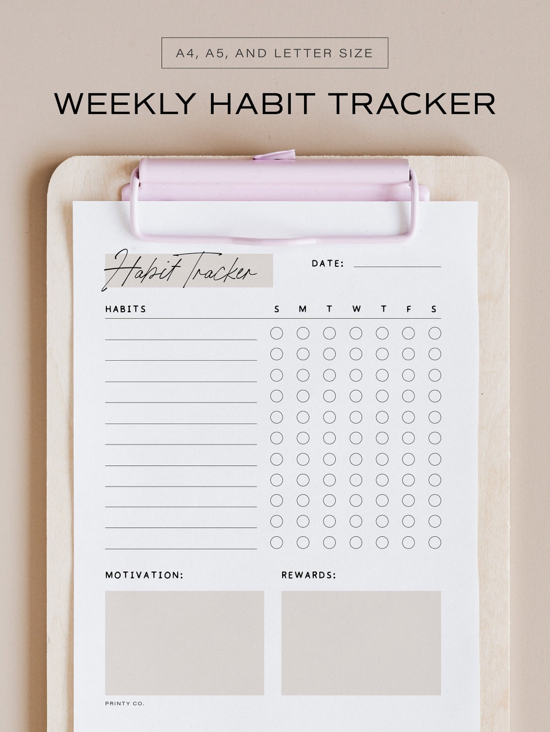 Habits Tracker Chart Weekly Habit Tracker Printable Habit Tracker Print ...