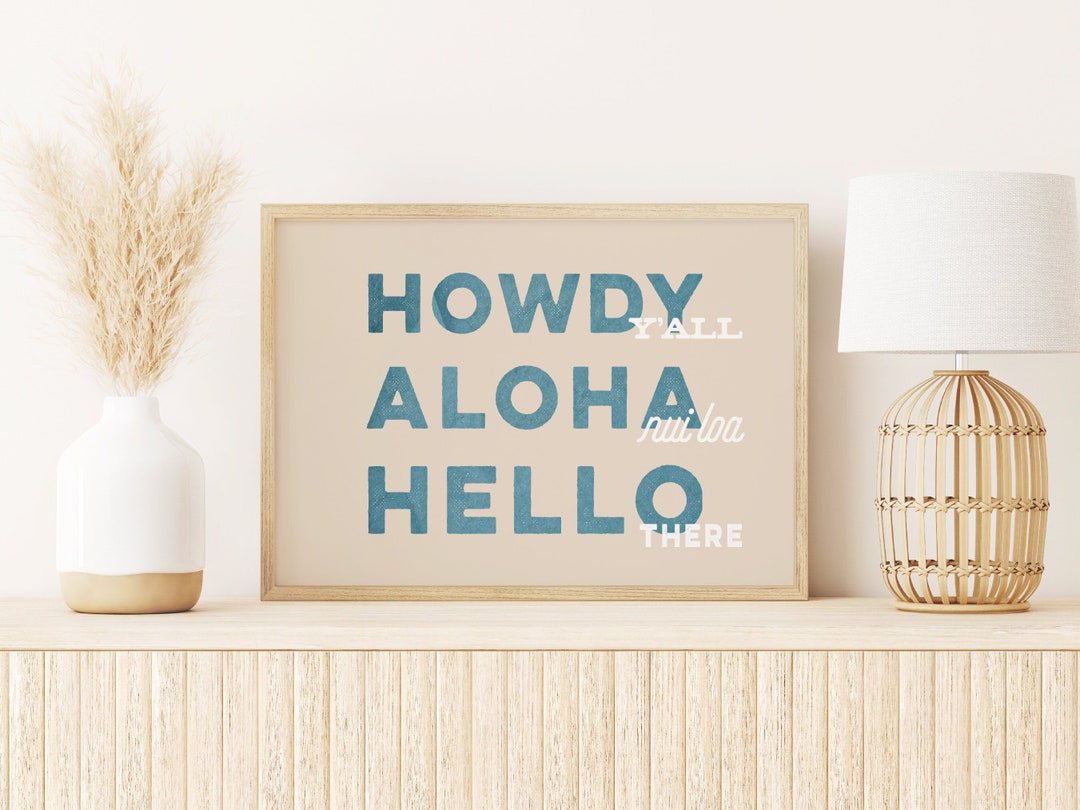Howdy Aloha Hello Beach House Poster Digital Coastal Cowgirl Print ...