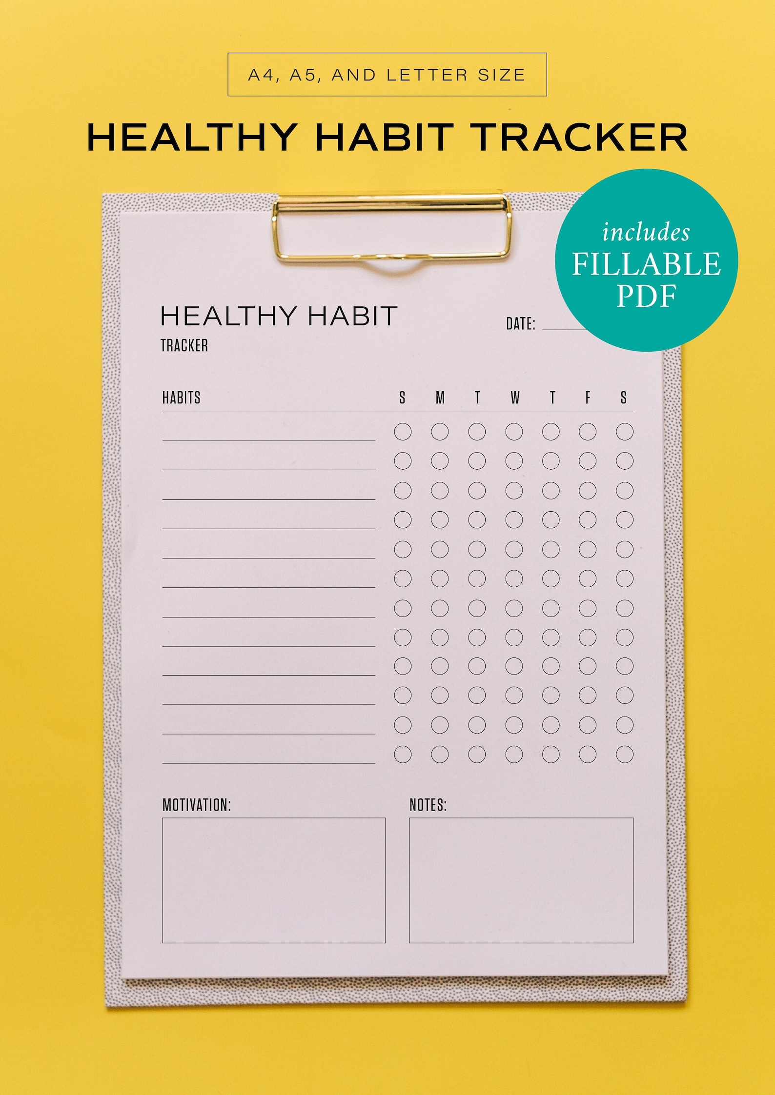 Habit Tracker Printable Healthy Habit Worksheet for Habit Tracking ...