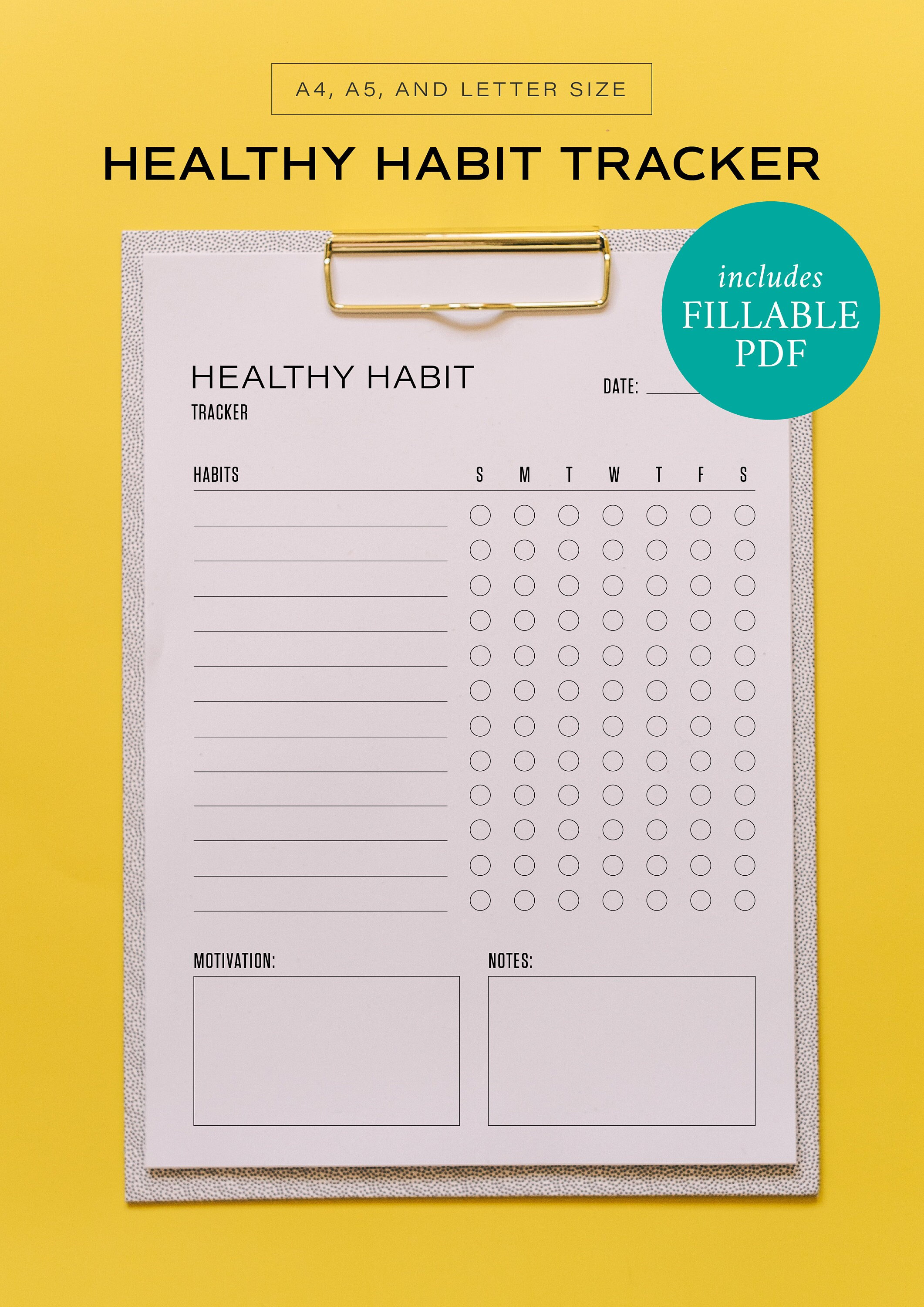 Habit Tracker Printable Healthy Habit Worksheet for Habit Tracking ...