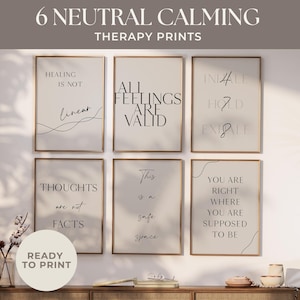 Neutral Calming Therapy Poster Set Neutral Mindset Wall Art Bundle ...