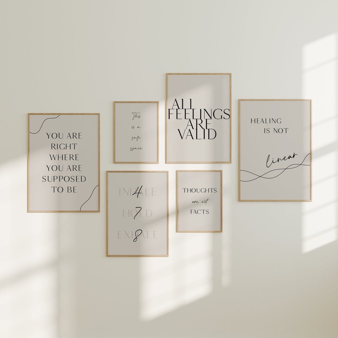 Neutral Calming Therapy Poster Set Neutral Mindset Wall Art Bundle ...