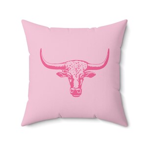 Hot Pink Longhorn Pillow Western Home Decor Pink Western Bedding for ...