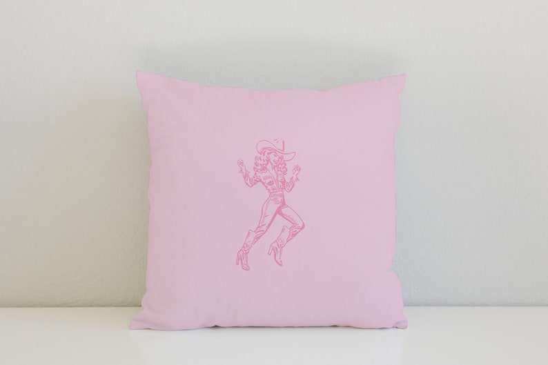 Pink Retro Cowgirl Accent Pillow Punchy Western Home Decor for Retro ...