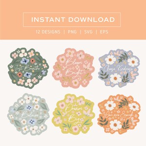 Floral Inspirational PNG Bundle Positive Affirmations SVG Floral ...
