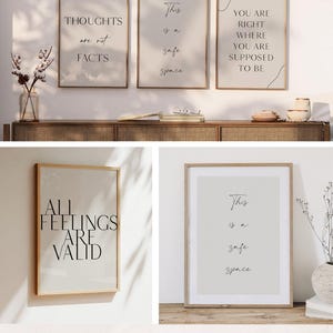 Neutral Calming Therapy Poster Set Neutral Mindset Wall Art Bundle ...