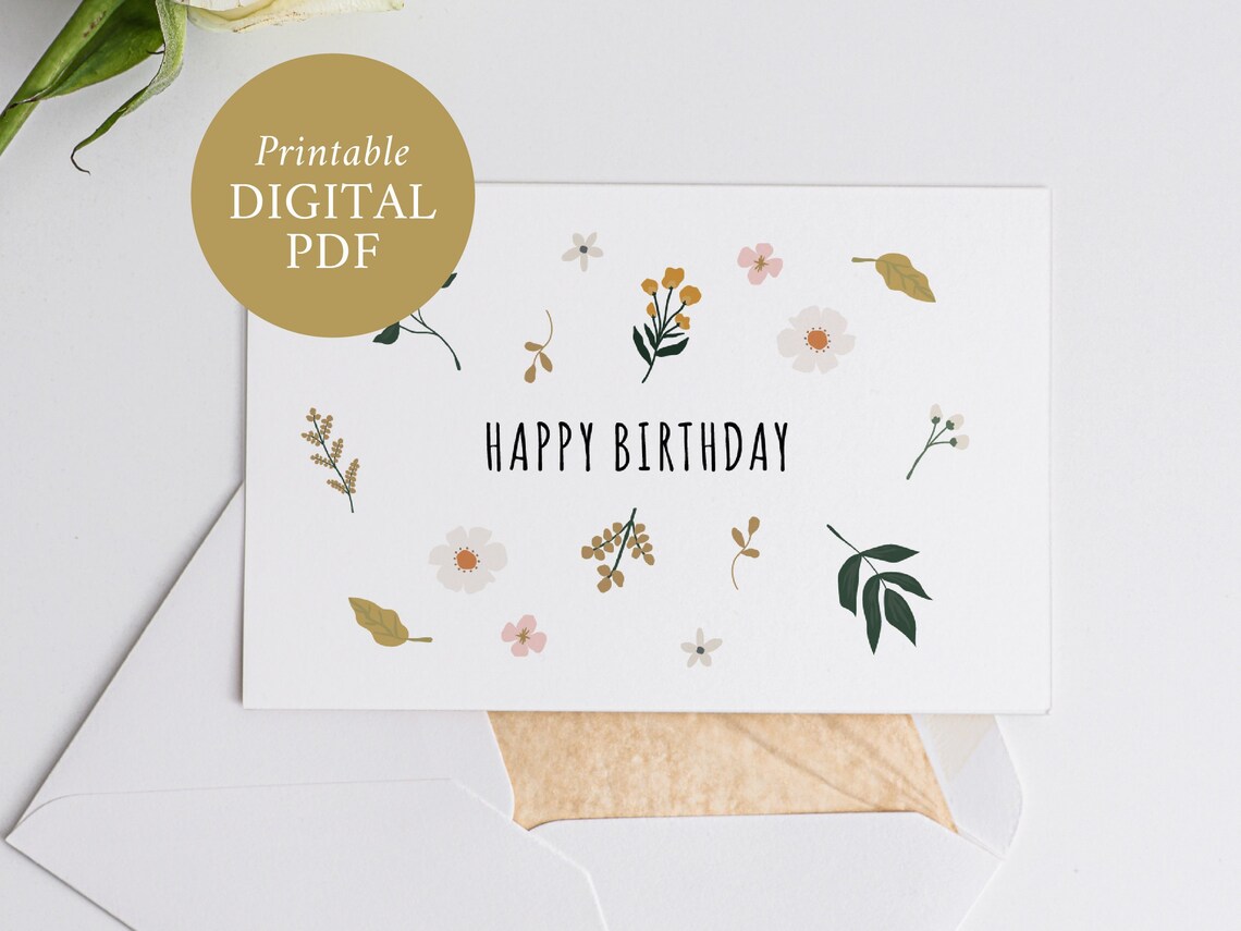 Printable Birthday Card Minimal for Last Minute Birthday Gift Card ...