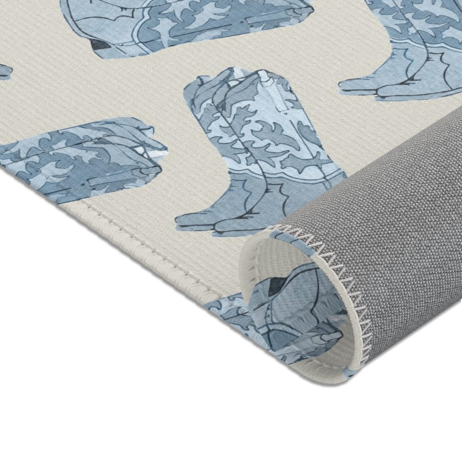 Western Nursery Rug Cowboy Theme Baby Room Western Decor Blue Boot ...
