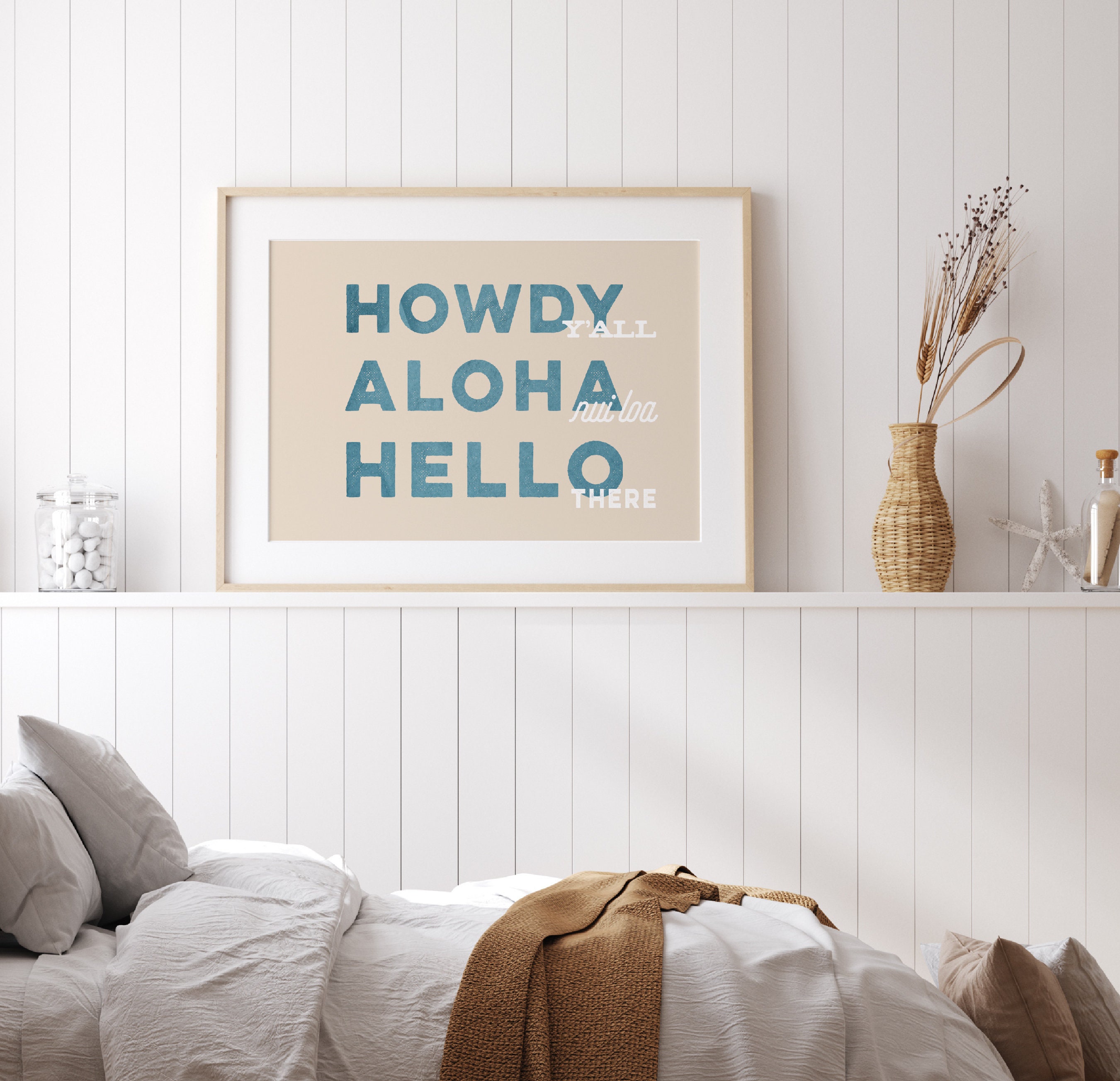 Howdy Aloha Hello Beach House Poster Digital Coastal Cowgirl Print ...
