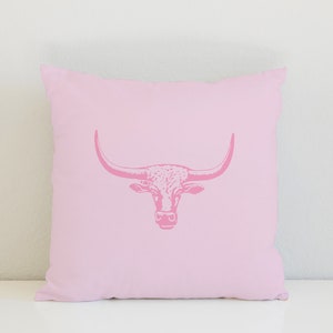 Hot Pink Longhorn Pillow Western Home Decor Pink Western Bedding for ...