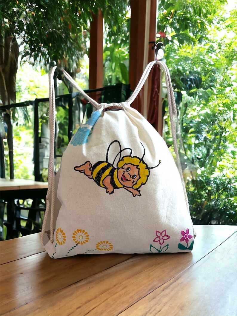 Personalized Handcrafted Bee Maya Backpack for Kids Custom Cotton Bag ...