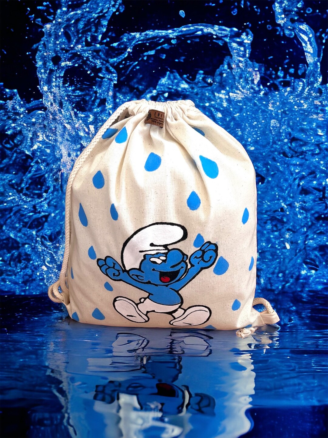 Personalized Smurfs Backpack for Kids Hand Painted Organic Muslin ...