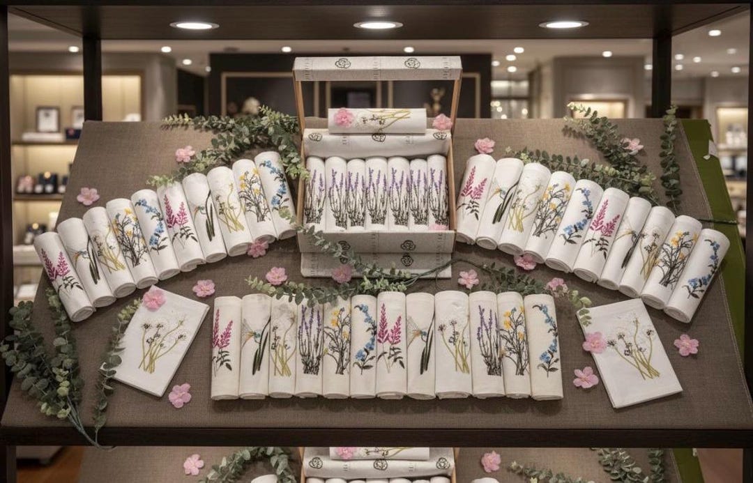 Handmade Embroidered Wildflower Napkins | Cotton Linen Blend Table ...