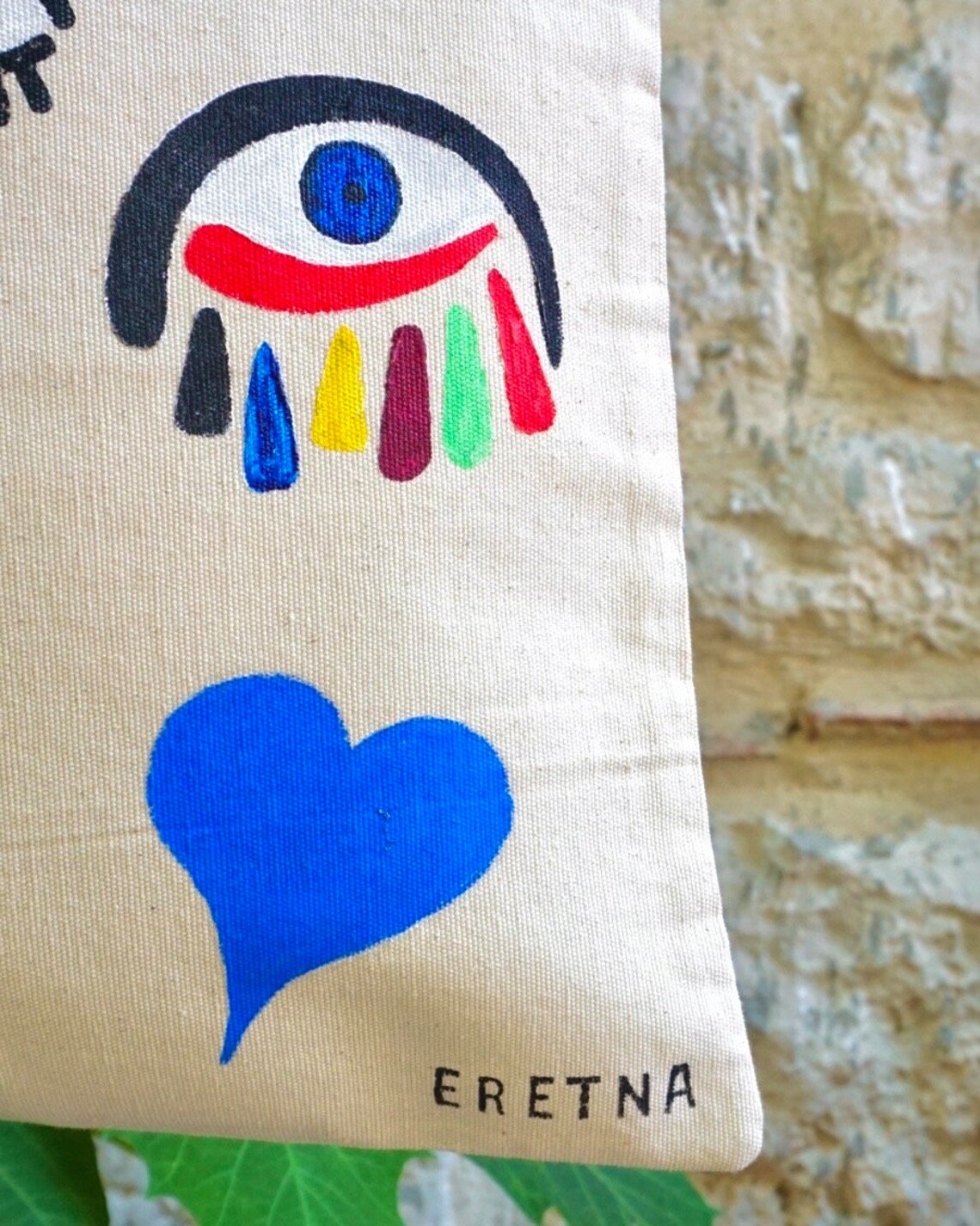 Tote Bag, Cloth Bag Print Bag, Evil Eye Boho Bag, Hand Printed Bag ...