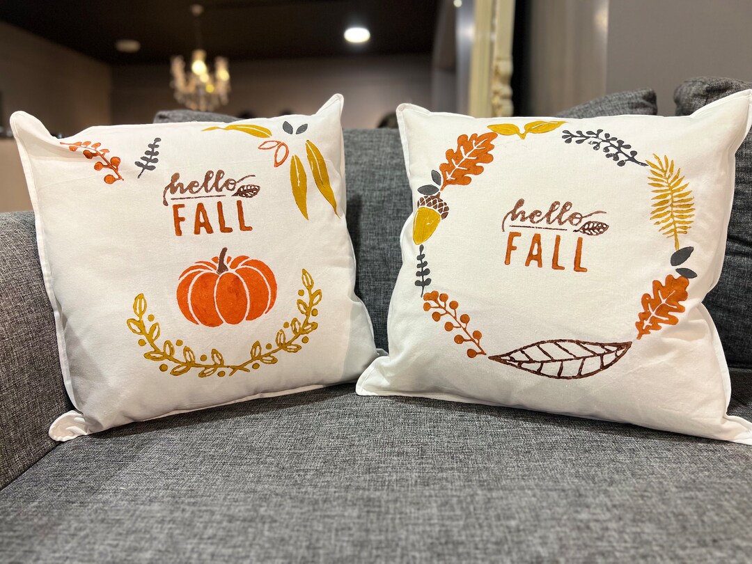 Set of 2 Handmade Fall Decor Cushion Set Autumn Throw Pillow Covers ...
