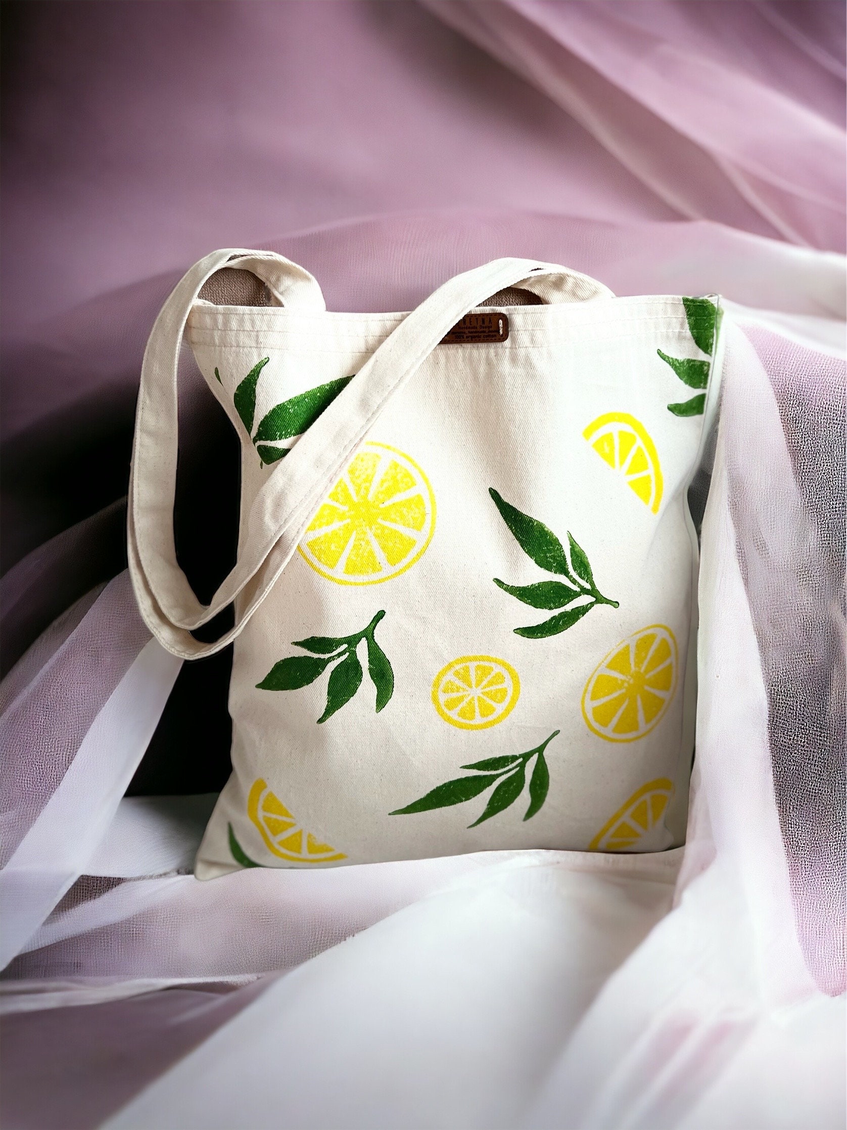 Lemon Print Cotton Tote Bag – Gusseted Shopping Bag - Etsy