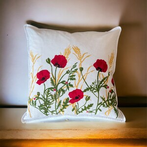 California Poppy Linen Cotton Pillow Cover – Hand Painted Poppy Art ...